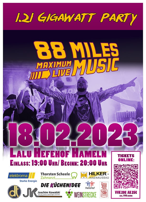 1.21 Gigawatt Party mit 88 Miles Liveband am 18.02.2023 im Lalu in ...